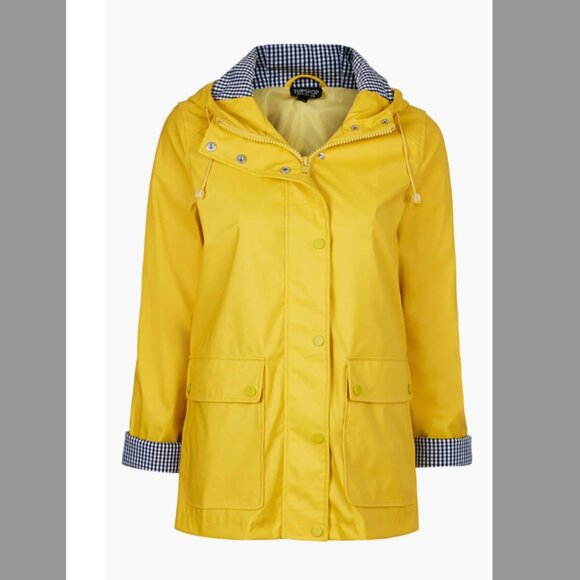 Topshop | Jackets & Coats | Topshop Hooded Plastic Yellow Raincoat ...